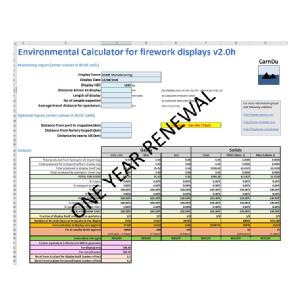 CarnDu PyroWorkshops, Publications and Shellcalc - Environmental Calculator- 1 Year Licence
